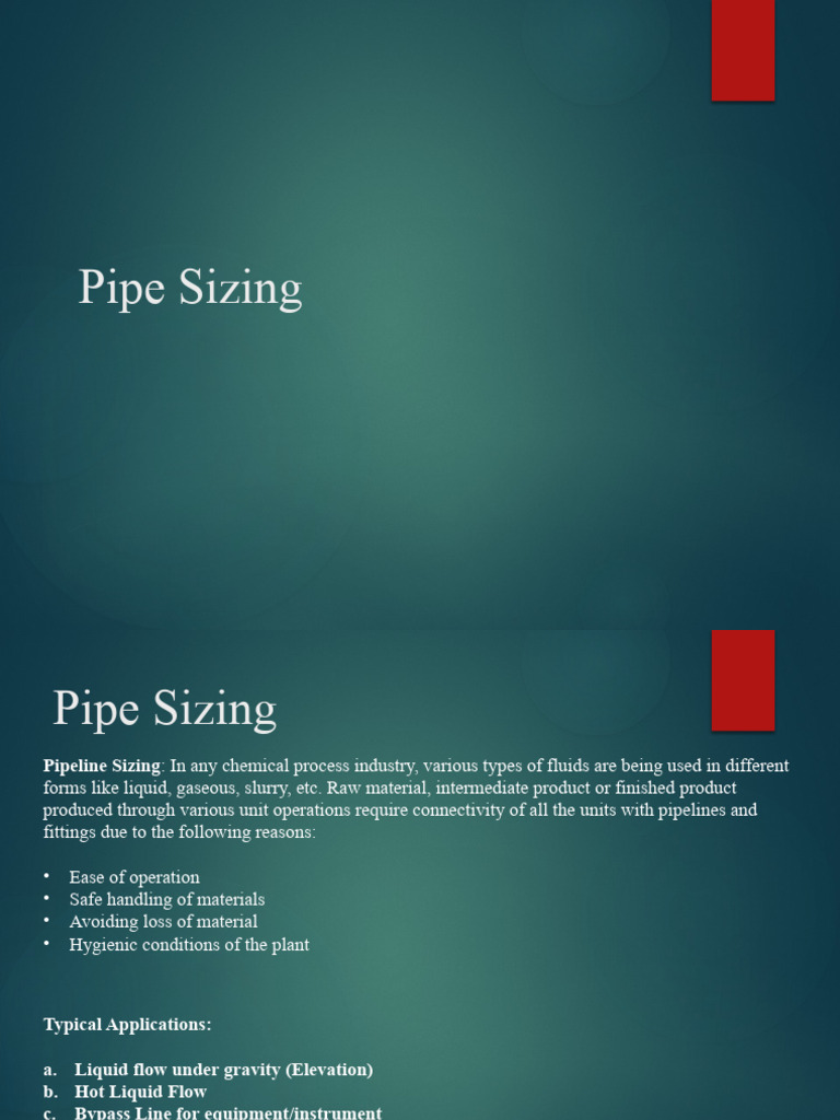 Pipe Sizing | PDF | Pipe (Fluid Conveyance) | Fluid Dynamics