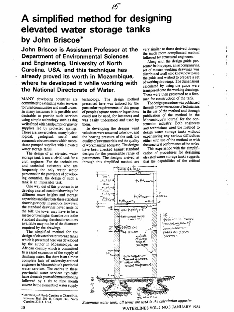 Simplified Method of Designing Elevated Water Tanks 1984 | PDF