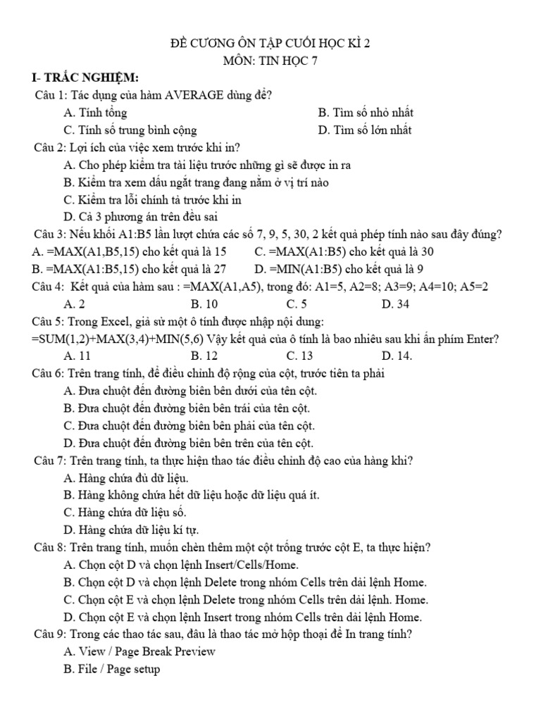 ĐỀ CƯƠNG ÔN TẬP CUỐI HỌC KÌ 2 trường thcs pct | PDF