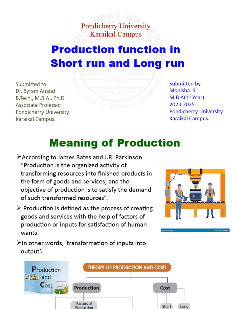 Economics Production | PDF | Long Run And Short Run | Production Function