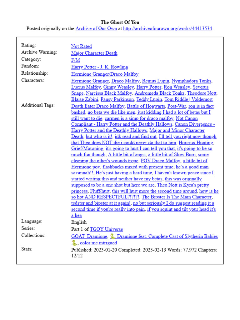 The Ghost of You | Download Free PDF | Harry Potter