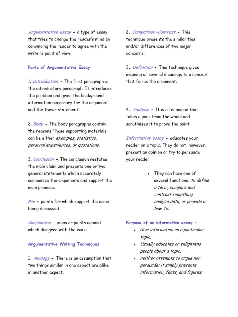 Eng Reviewer | PDF | Essays | Argument