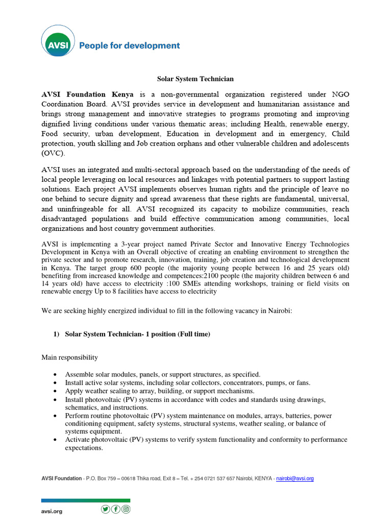 Solar Technician Advert | PDF | Photovoltaics | Photovoltaic System