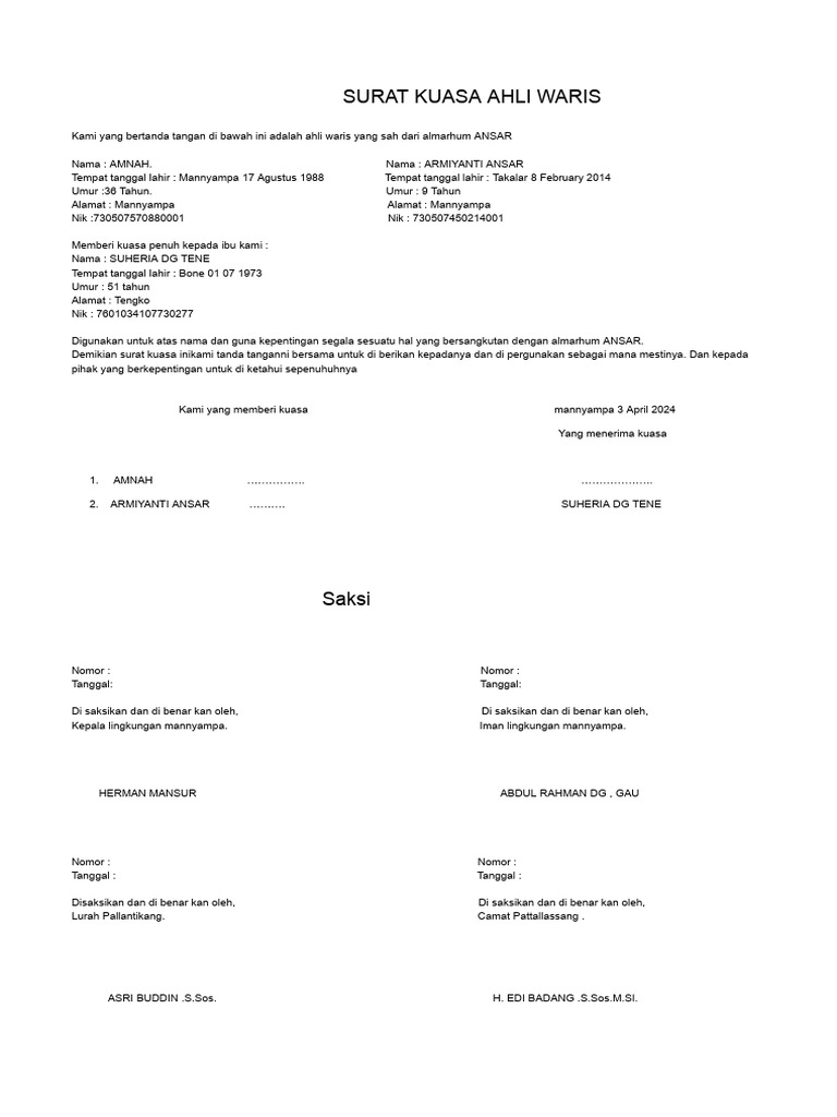 Surat Kuasa Ahli Waris-3 | PDF