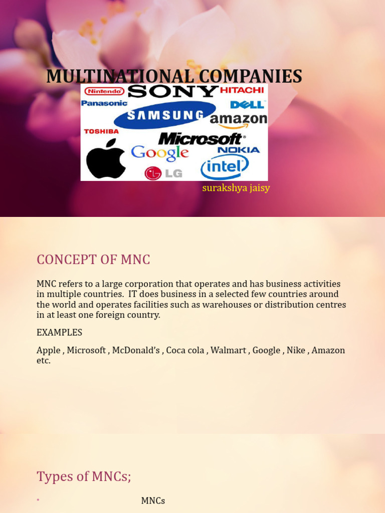 Understanding Multinational Companies | PDF | Multinational Corporation ...