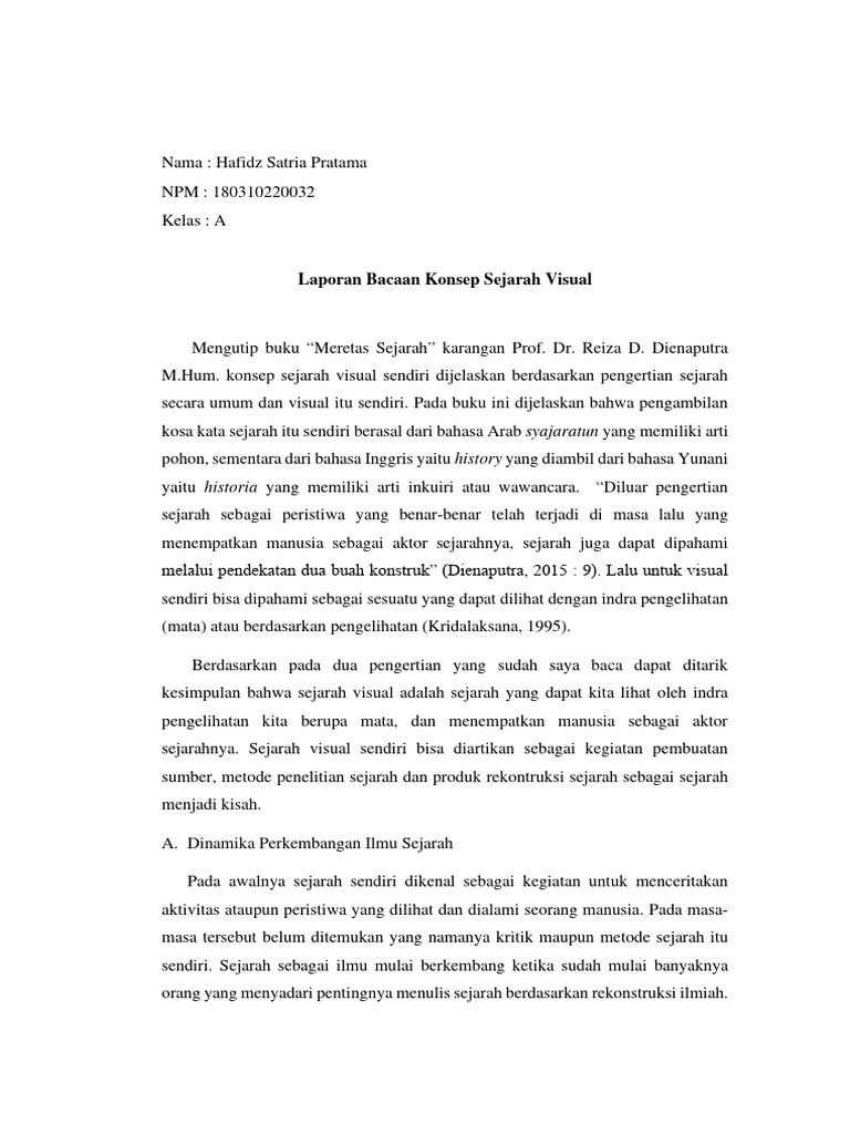 Hafidz Satria Pratama - 180310220032 - A - Laporan Baca Sejarah Visual | PDF