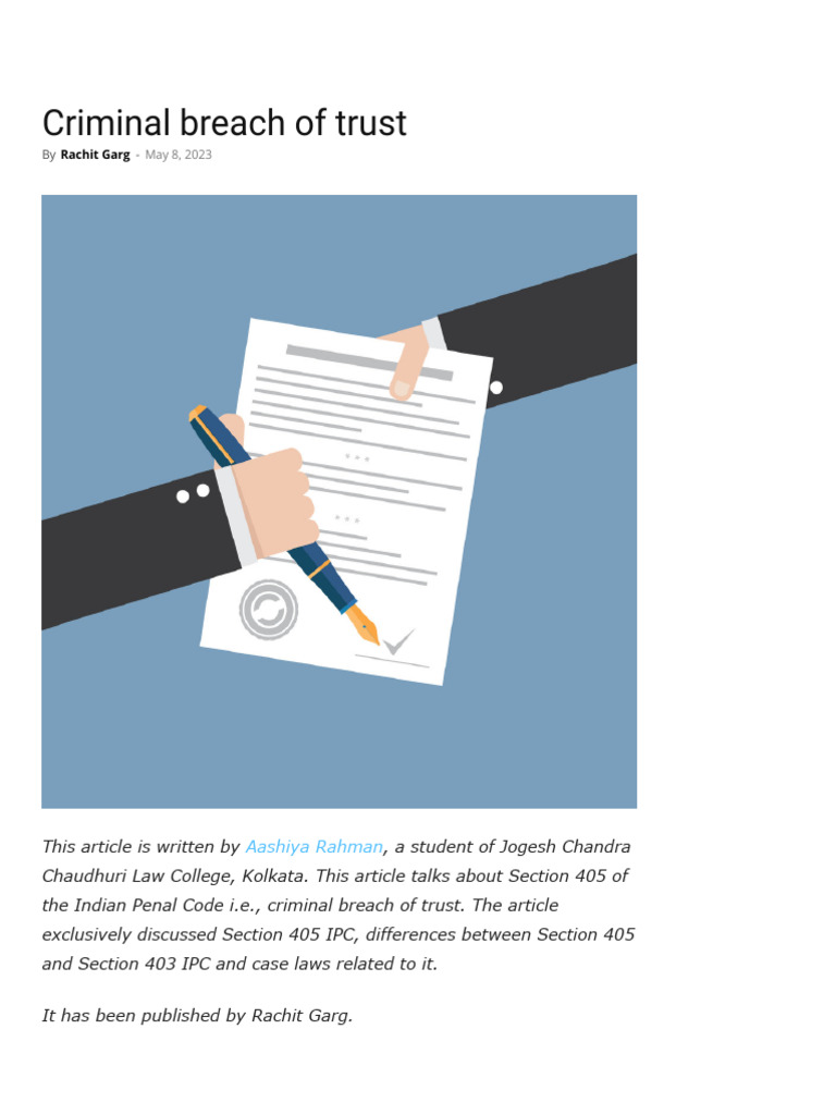 Criminal Breach of Trust - IPleaders | PDF | Fiduciary | Property