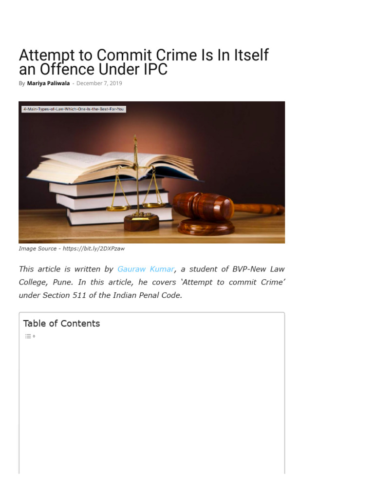 Attempt As A Punishable Offence Under Indian Pena | PDF | Crimes ...