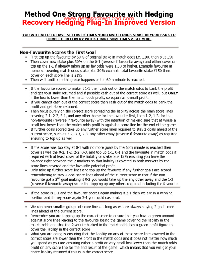 Method One Recovery Hedging Plug-In Improved Version Crib Sheet | PDF ...