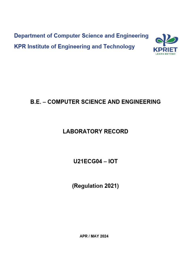 IOT Lab Record - Merged | PDF | Internet Of Things | Software Testing
