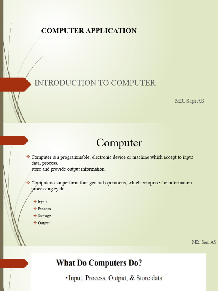 Introduction To Computer | PDF | Computer Data Storage | Computer Monitor