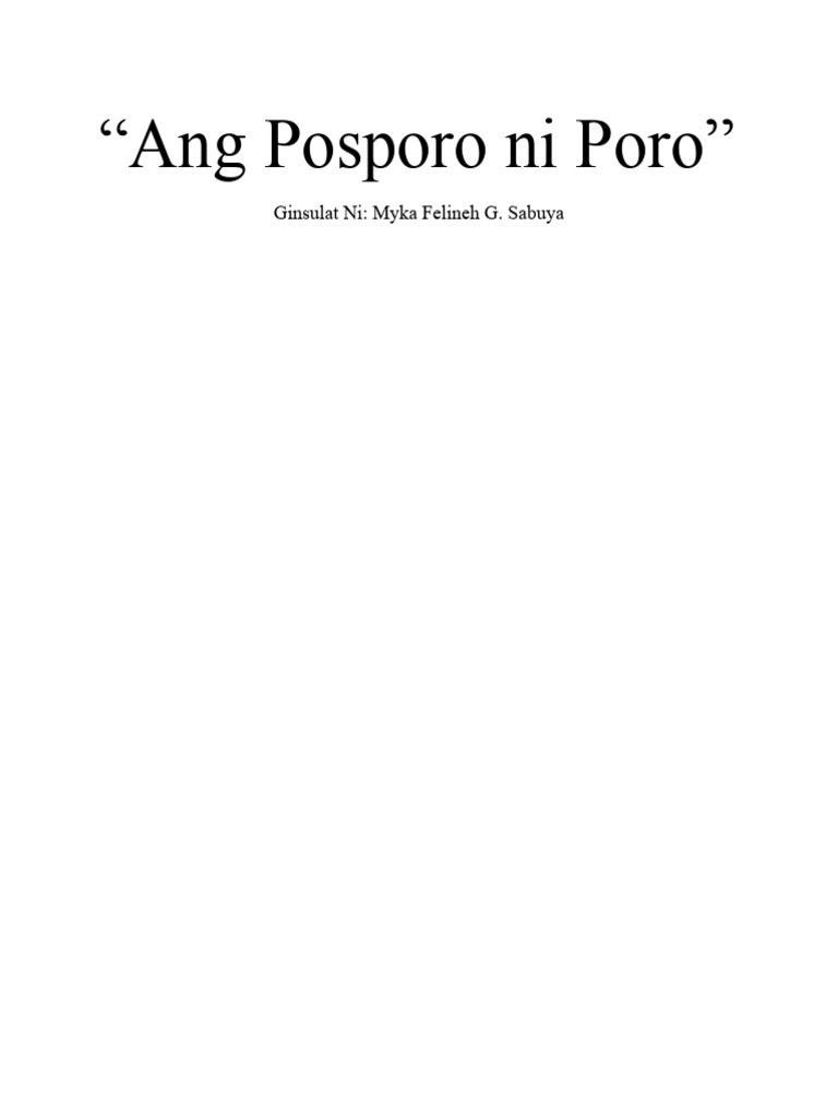 Ang Posporo Ni Poro Storybook | PDF