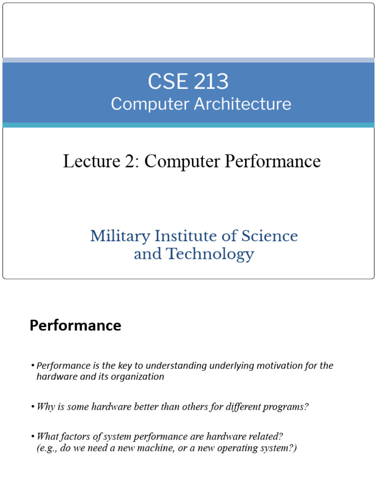 L-2 (Computer Performance) | PDF | Central Processing Unit | Computer Architecture