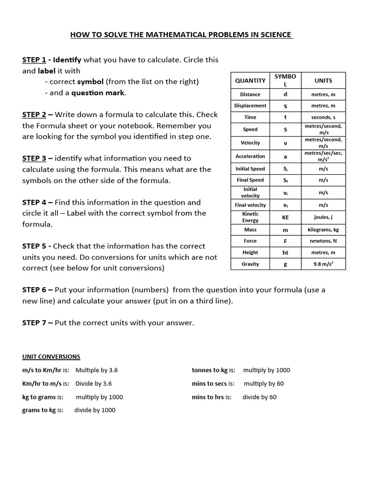 Math problem solving strategy | Download Free PDF | Velocity | Kinetic ...