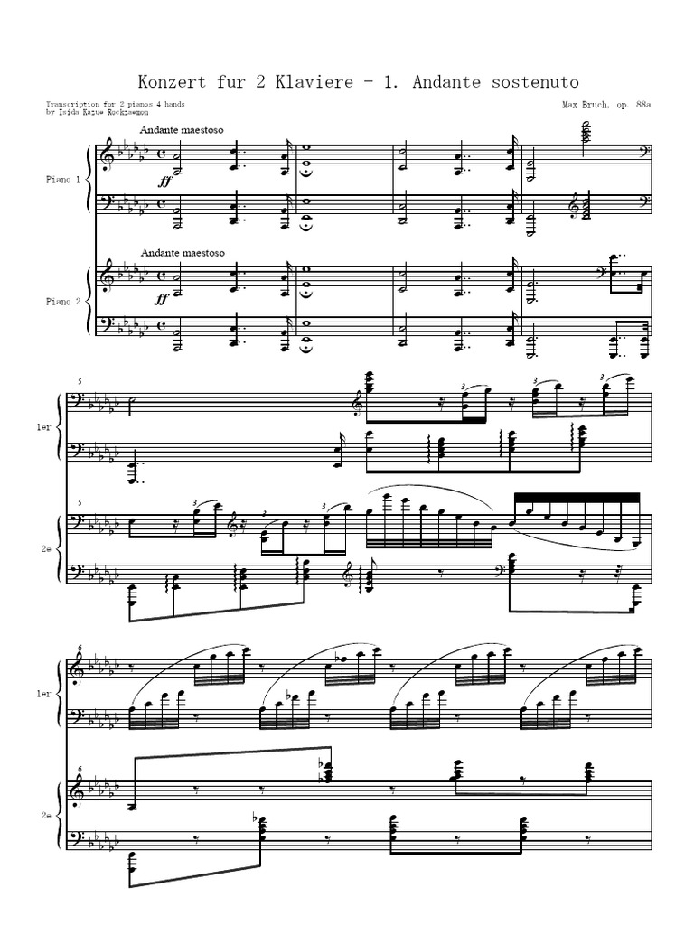 Concerto For 2 Pianos, Op.88a - 1andante Sostenuto | PDF