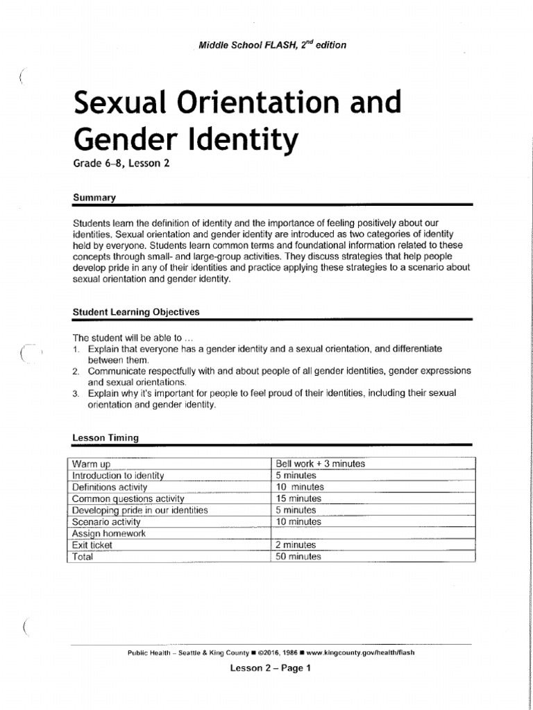 Grade 6 Lesson 2-Sexual Orientation and Gender Identity | PDF