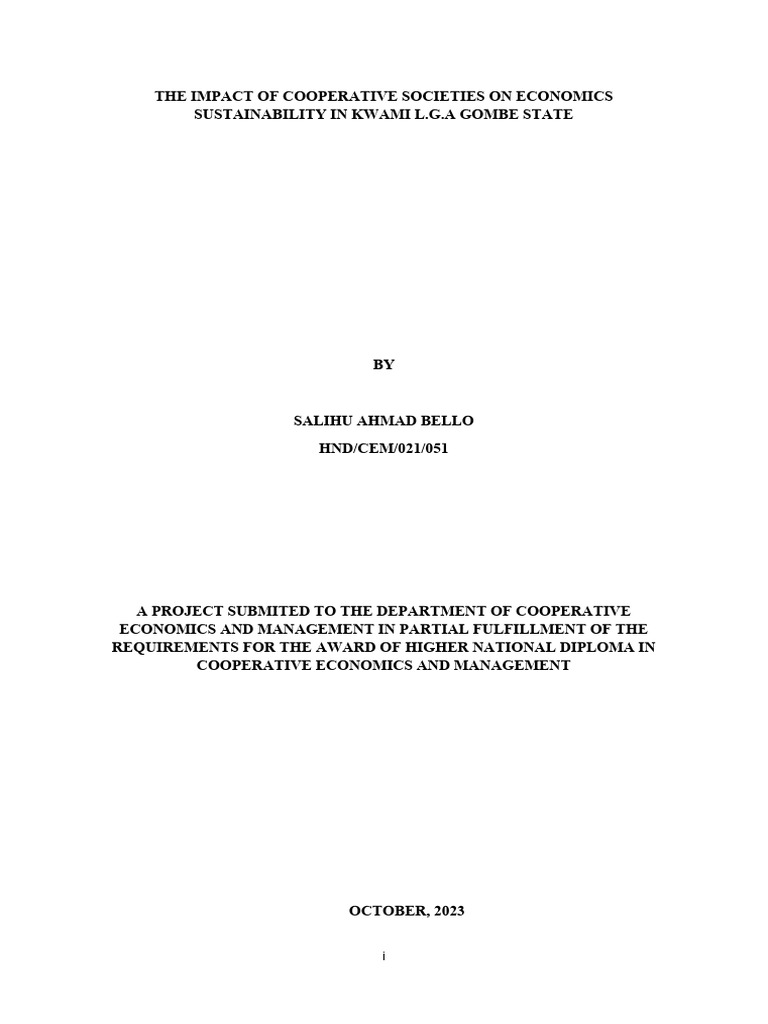 Salihu Ahmad Bello Main Project Corect | PDF | Small And Medium Sized Enterprises | Entrepreneurship