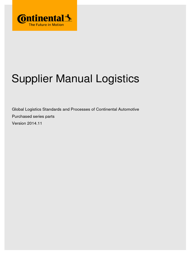 Continental Automotive Supplier Logistics Manual | PDF | Electronic ...