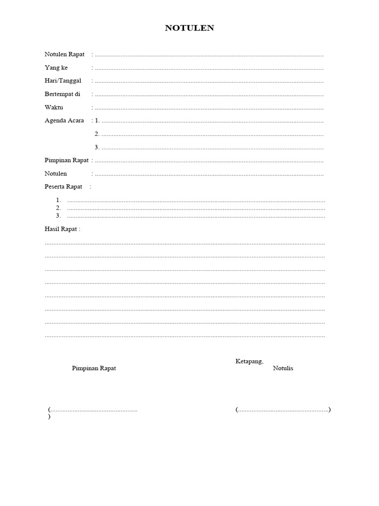 Contoh Format Notulen Rapat | PDF