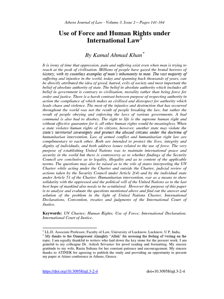 Use of Force & Human Rights in Int'l Law | PDF | International Law ...