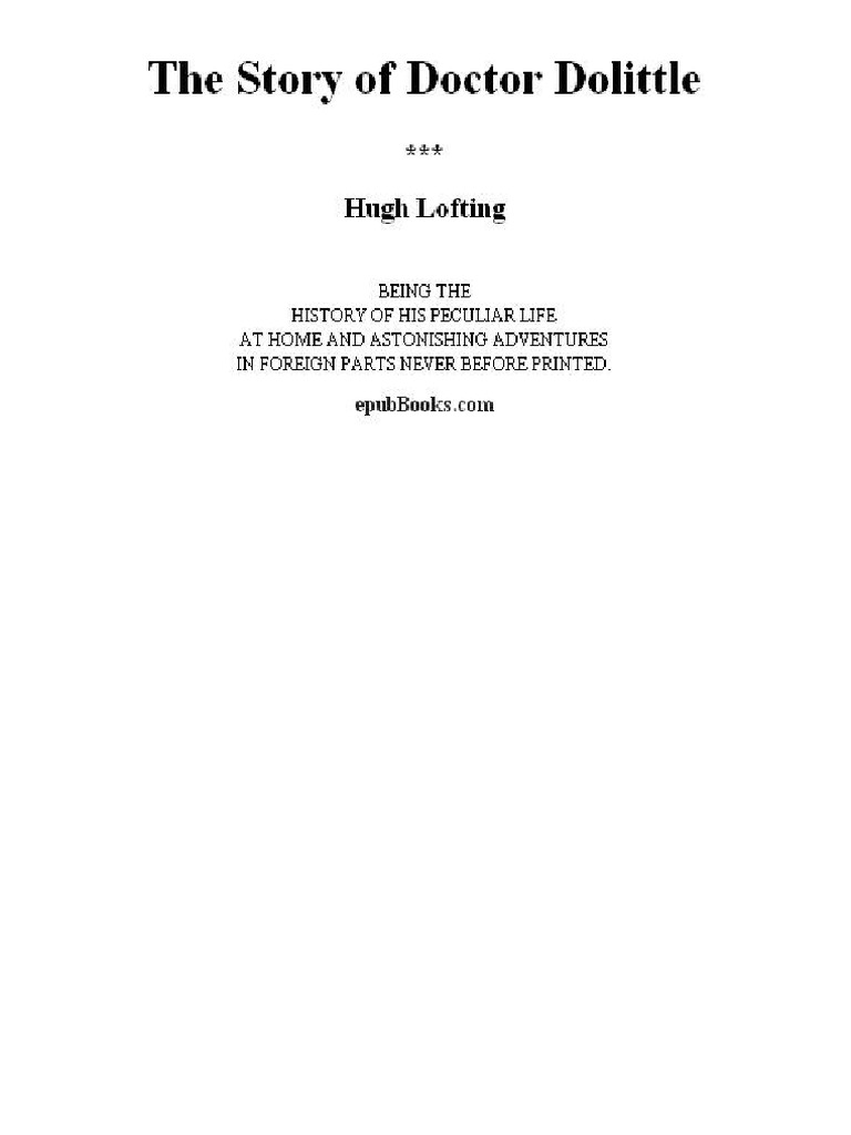 The Story of Doctor Dolittle - Hugh Lofting | PDF | Lion | The Doctor ...