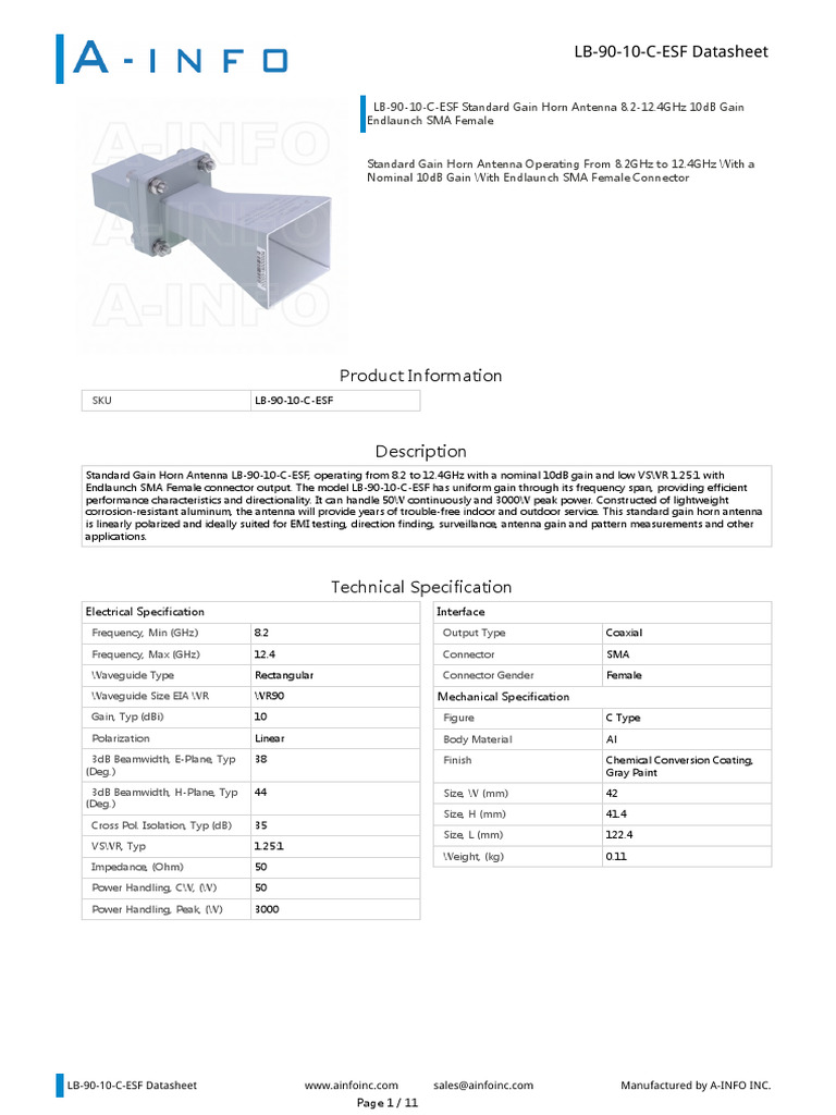 Datasheet - LB 90 10 C ESF | PDF | Antenna (Radio) | Electromagnetism