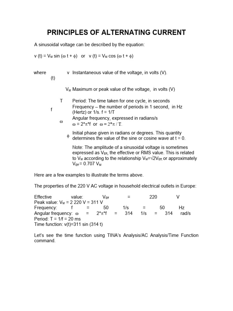 Principles of Alternating Current | PDF | Root Mean Square | Amplitude
