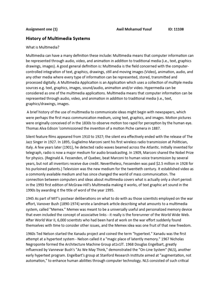 History of Multimedia Systems | PDF | Data Compression | Hypertext
