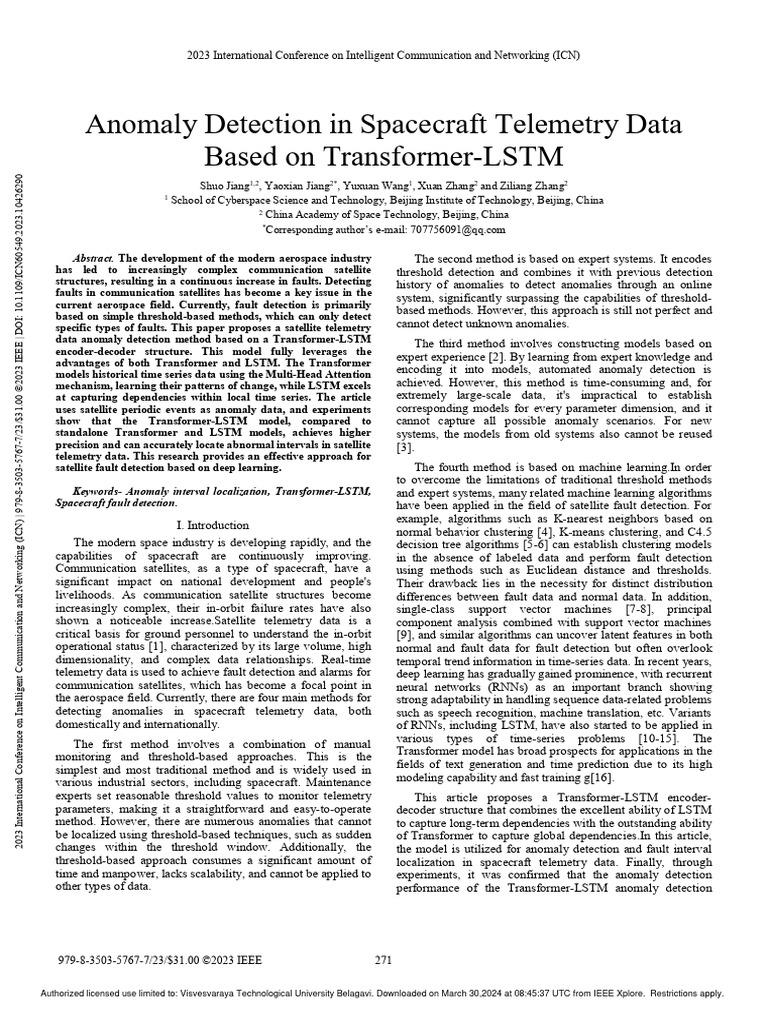111111111111111111111111anomaly Detection In Spacecraft Telemetry Data