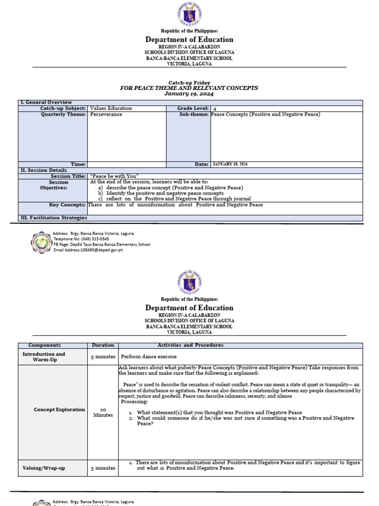 Catch Up Friday - Peace | PDF | Learning | Human Communication