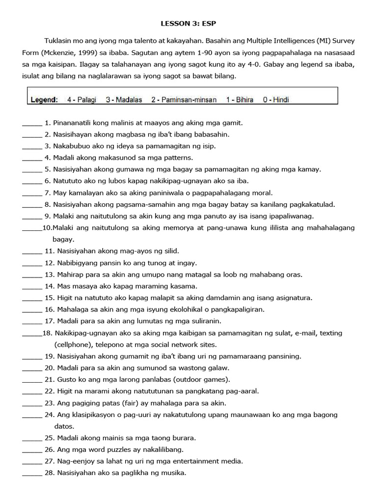 Esp Personality Test | PDF