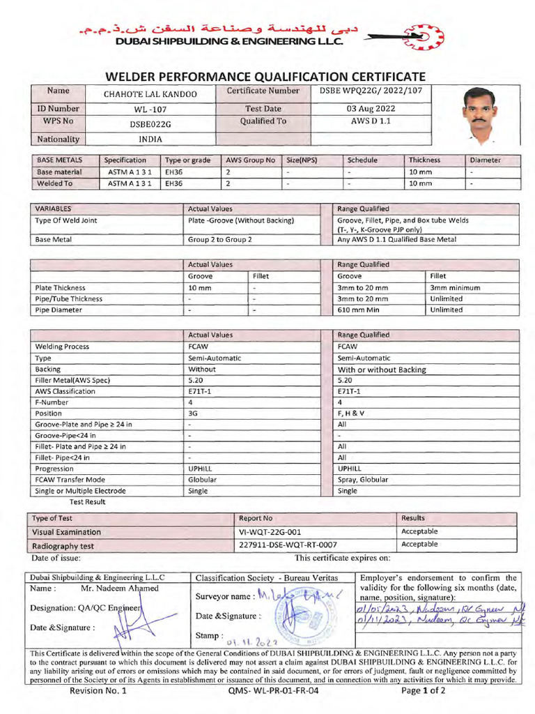 WPQ 22g-Fcaw | PDF | Pipe (Fluid Conveyance) | Welding