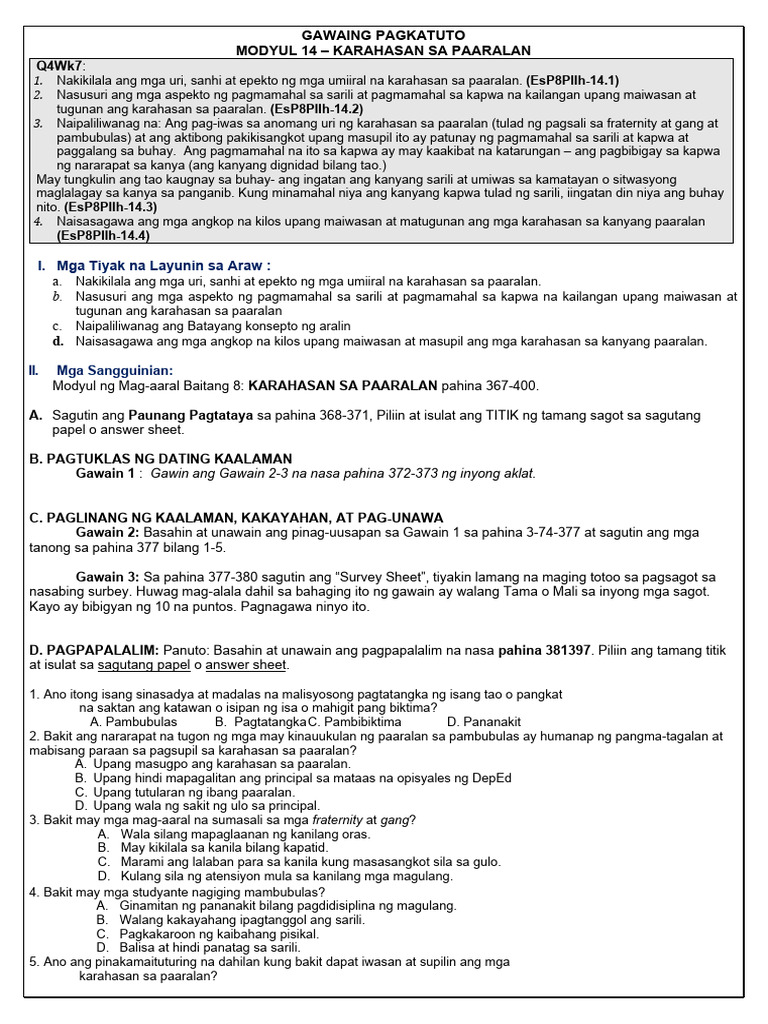 M14-Karahasan-sa-Paaralan (1) | PDF