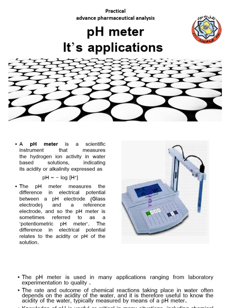 pH Meter Applications in Pharmaceuticals | PDF | Ph | Chemistry