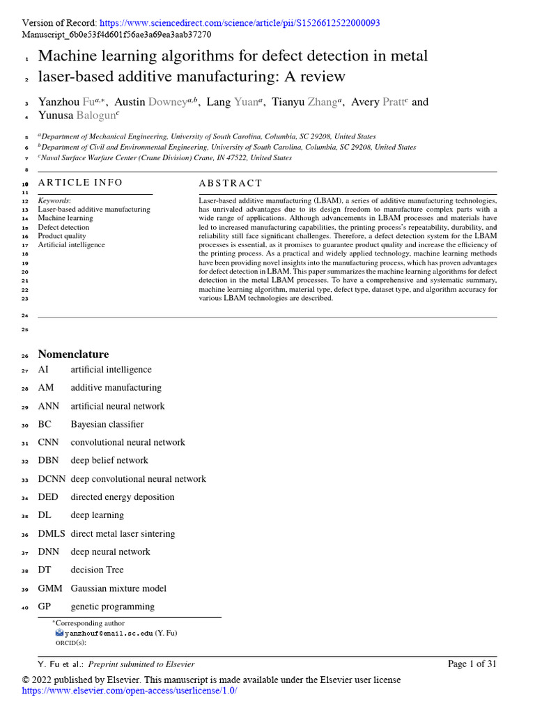 Machine Learning Algorithms For Defect Detection in Metal Laser-Based ...