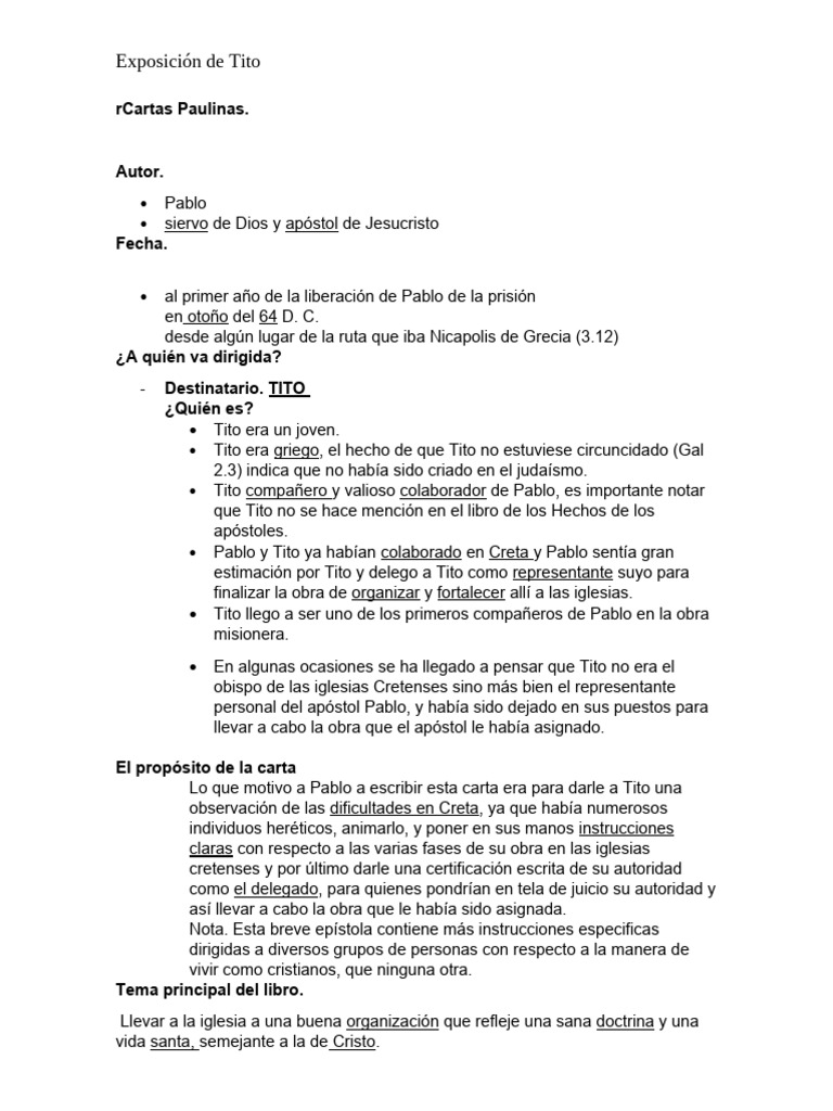 Exposicion de Tito Escrito para Exponer | PDF | Pablo el apóstol | Jesús