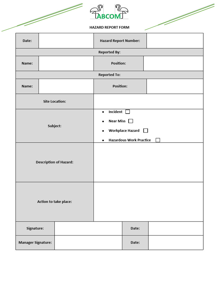 9WHS - Hazard Report Form - 1 | PDF