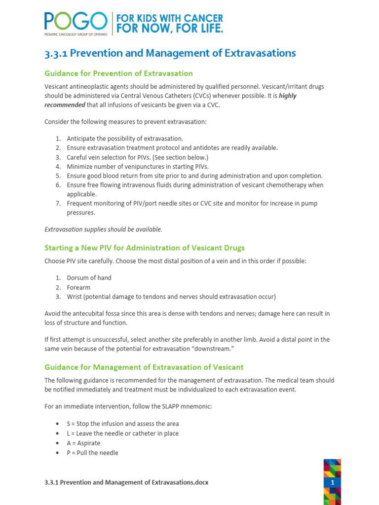 3.3.1 Prevention and Management of Extravasations | Download Free PDF ...