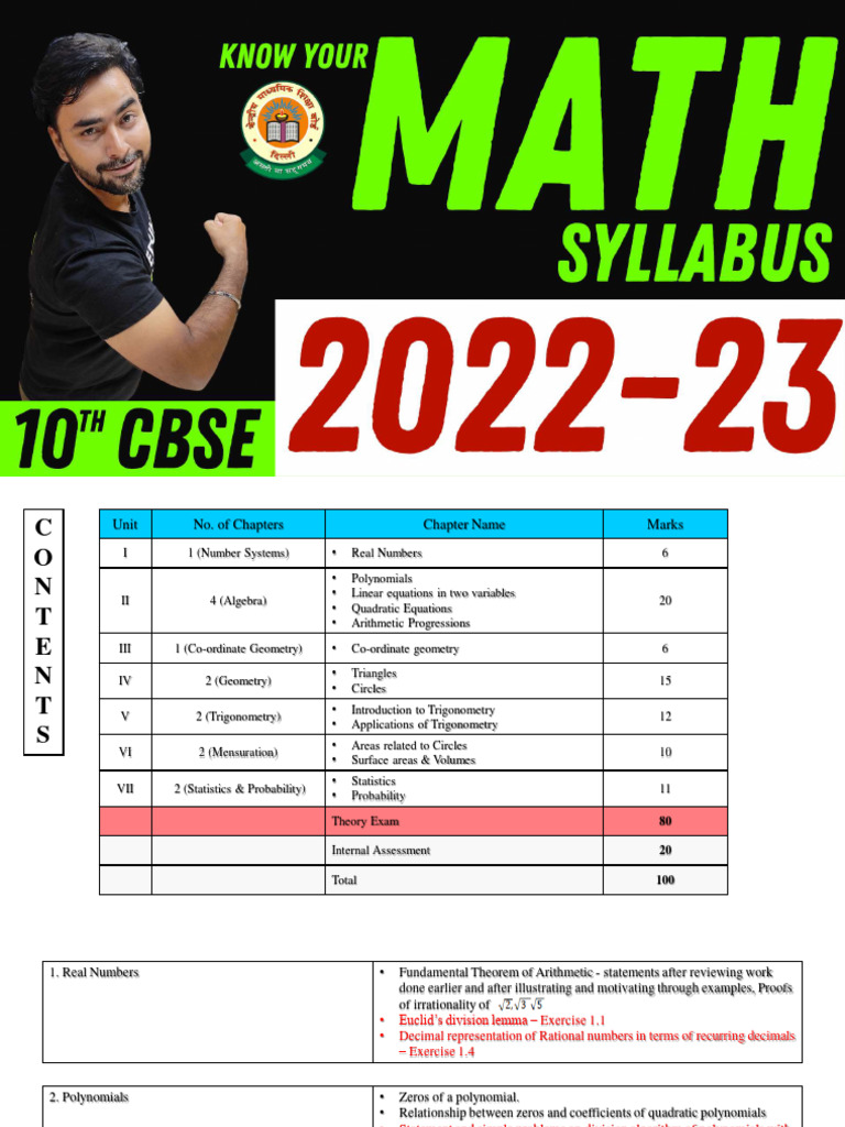 CBSE Class 10 Maths Syllabus 2022-23 | PDF | Triangle | Trigonometric ...
