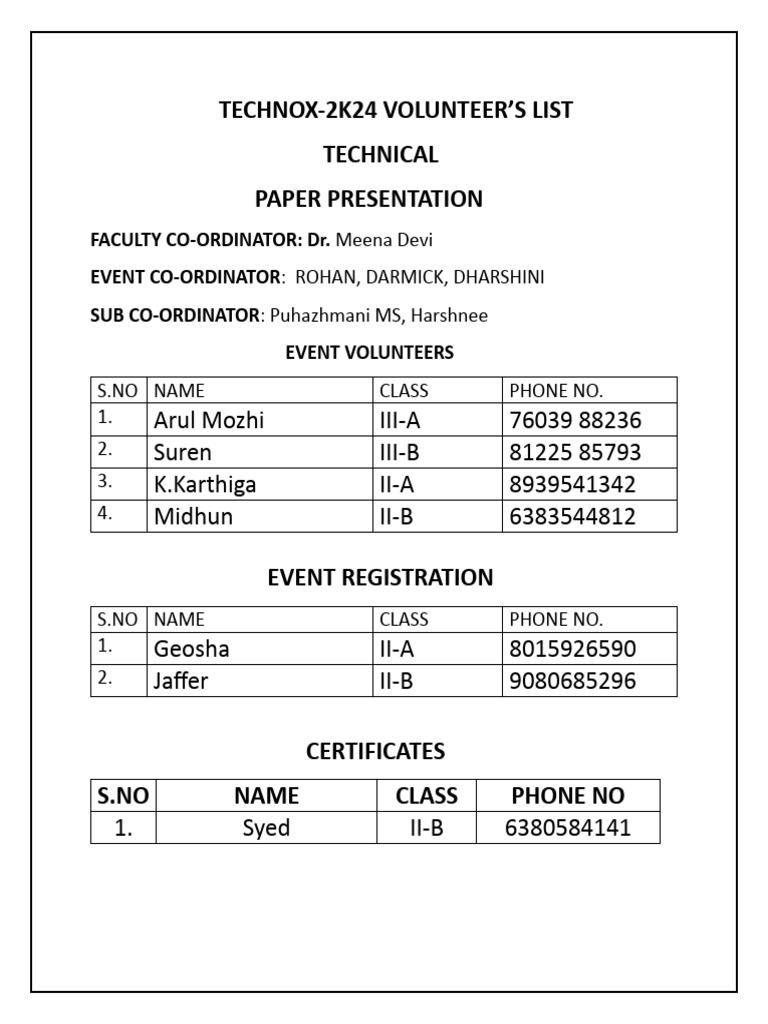 Technox Event Volunteers | PDF