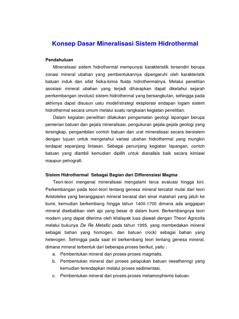 Konsep Dasar Alterasi Hidrotermal | PDF
