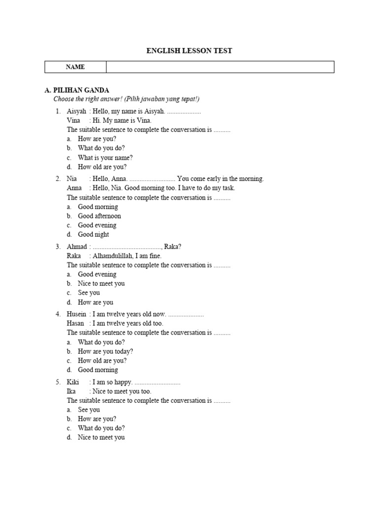 English Test Class B | PDF