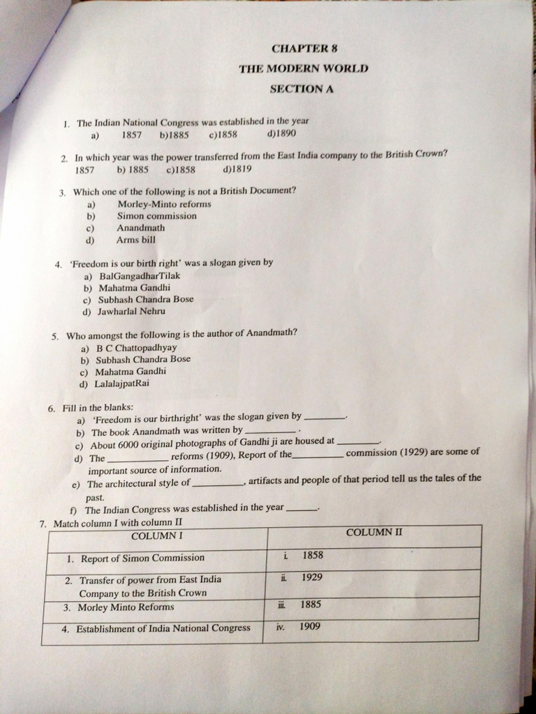 SST Modern Period Class 8 | PDF