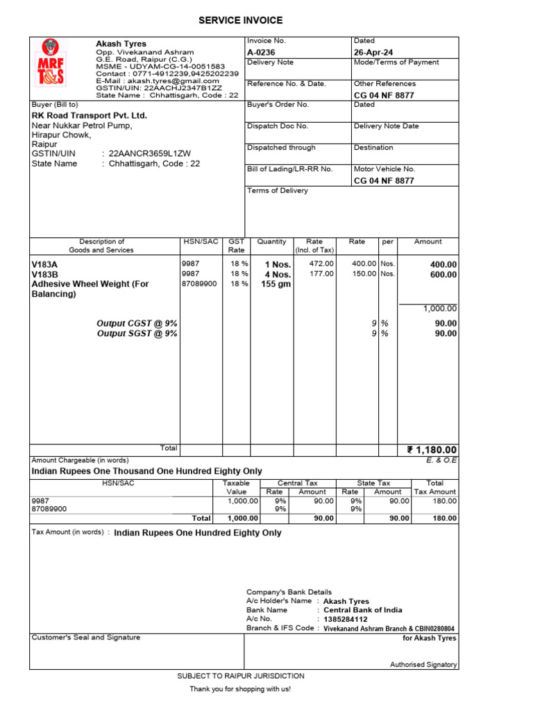 Service Invoice | PDF | Taxes | Taxation