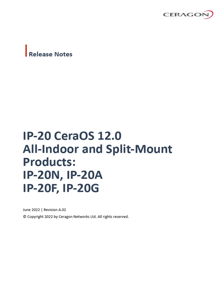 Ceragon IP-20 Split-Mount Release Notes 12.0 Rev A.02 | PDF | World ...