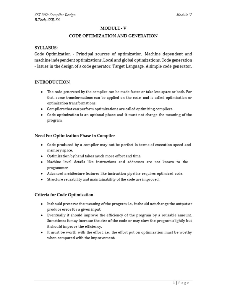 cd_module5 | PDF | Program Optimization | Compiler
