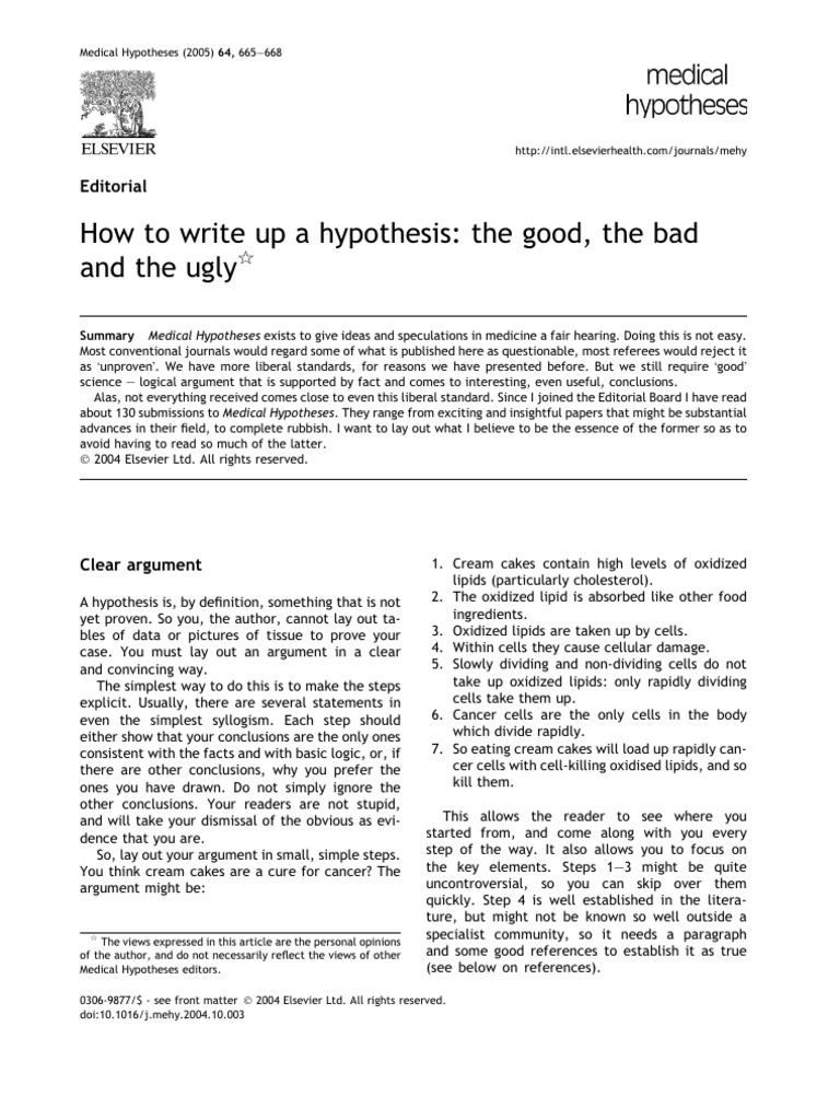 How To Write Up A Hypothesis The Good, The Bad and The Ugly | PDF ...