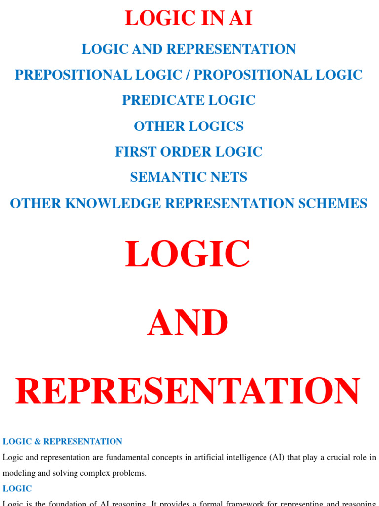 6) Logic in AI Ok | PDF | Knowledge Representation And Reasoning | First Order Logic