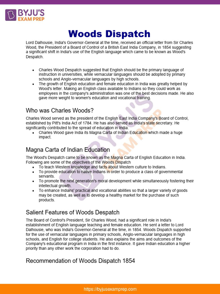 Woods Despatch | Download Free PDF | University