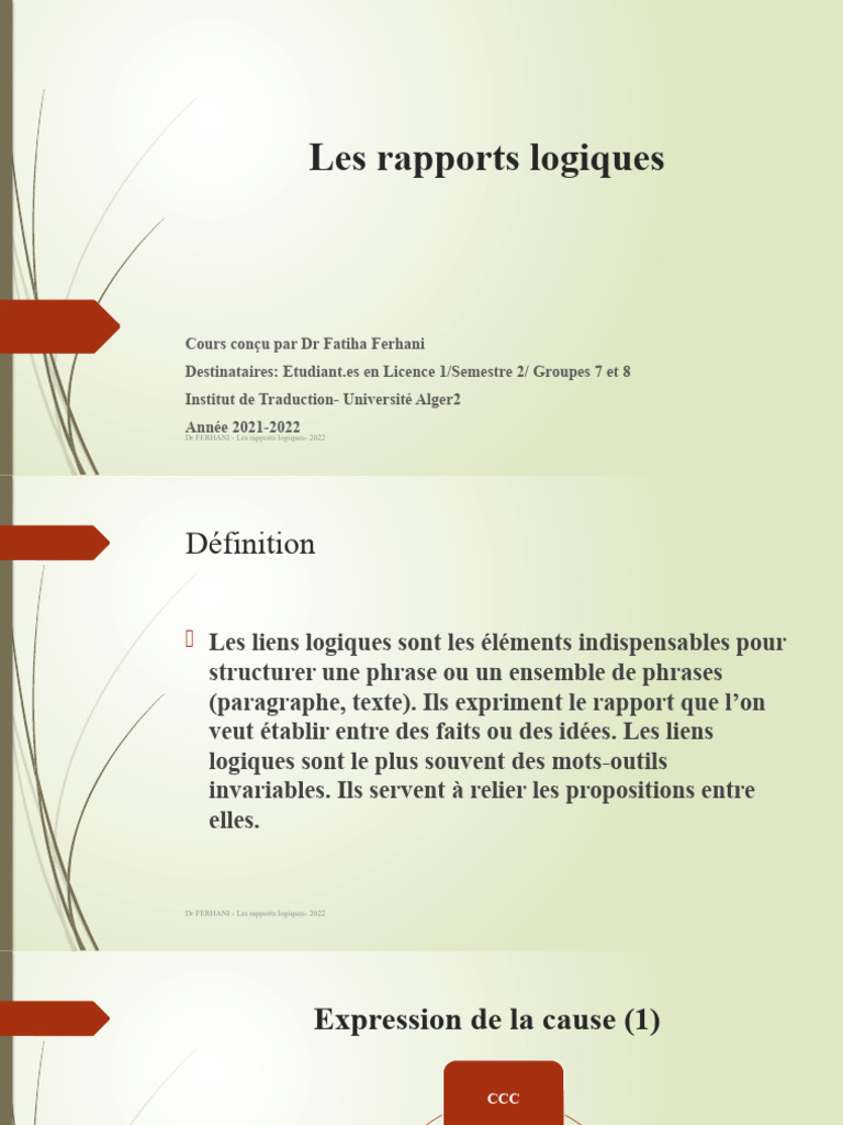 Rapports logiques en Licence 1 | PDF | Clause | Phrase